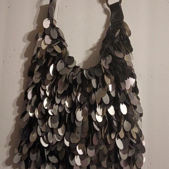 Bags | Silver And Black Over The Shoulder Bag | Poshmark